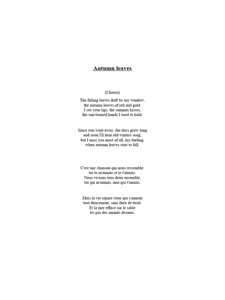 Autumn Leaves (Lyrics) | PDF