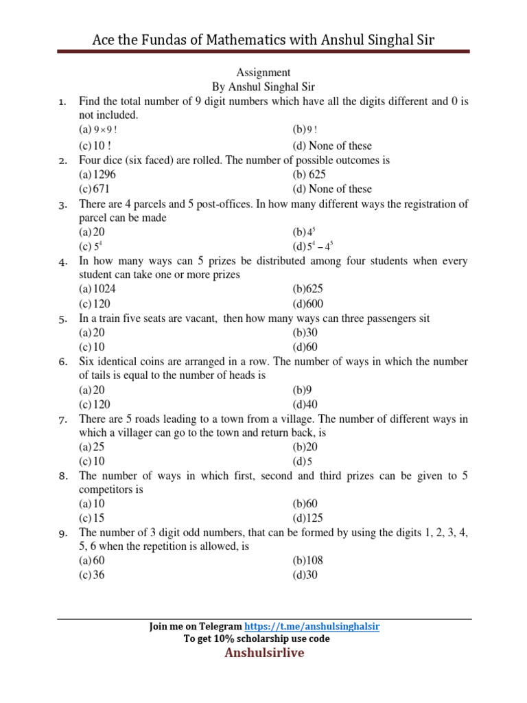 Mathematics Assignment Solutions by Anshul | PDF | Teaching Methods ...