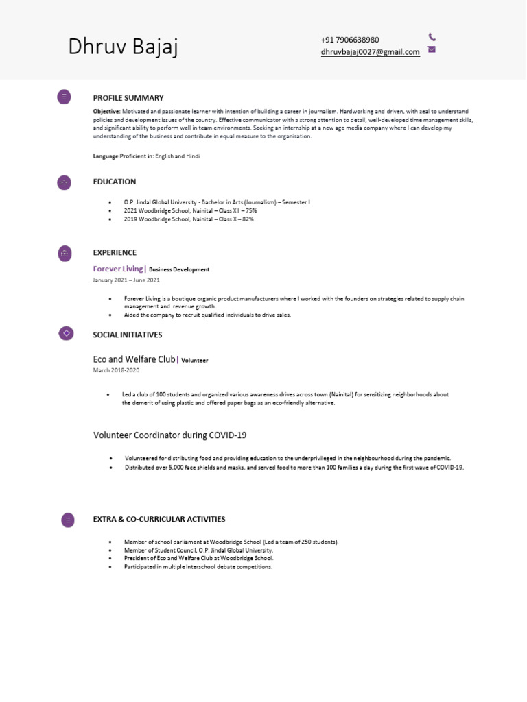 Dhruv Bajaj Resume-2 | PDF | Career & Growth