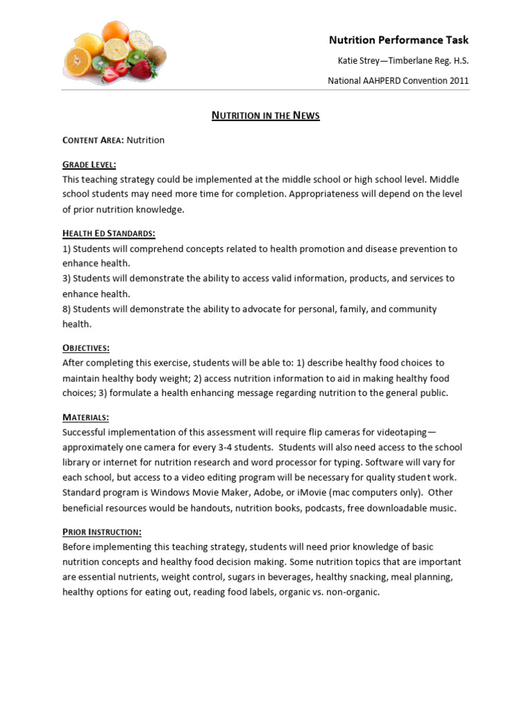 Nutrition Assessment AAHPERD | PDF