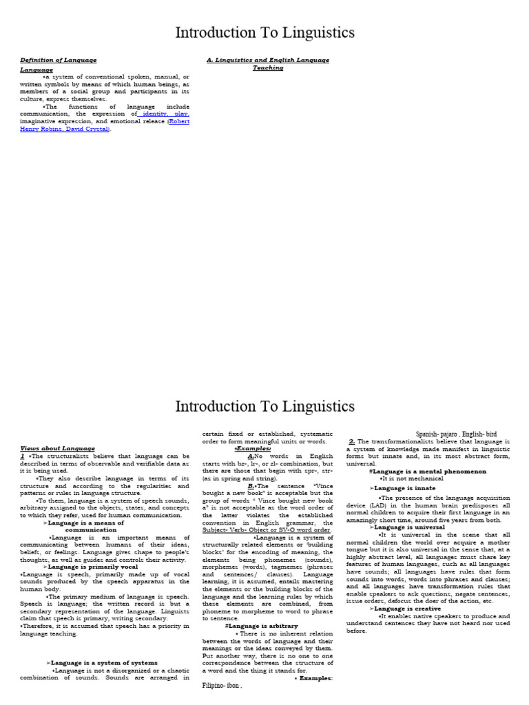 Definition of Language | PDF | Word | Linguistics