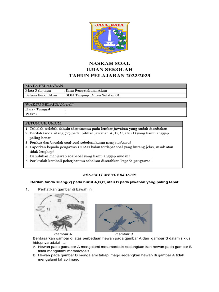 SOAL-SOAL US IPA KELAS 6 TH 2022-2023 | PDF