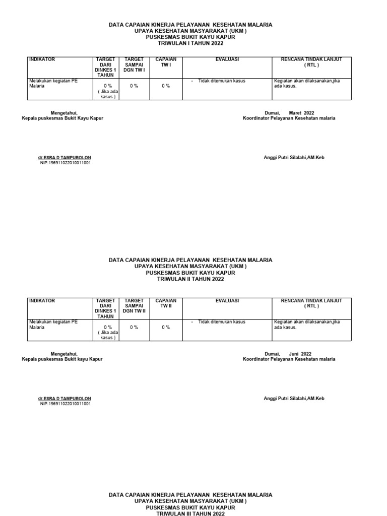 Capaian Kinerja Kesehatan Malaria 2022 | PDF