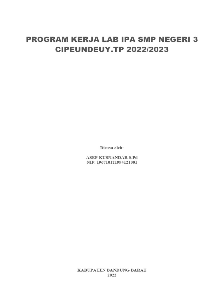 Program Kerja Lab Ipa 2022 | PDF