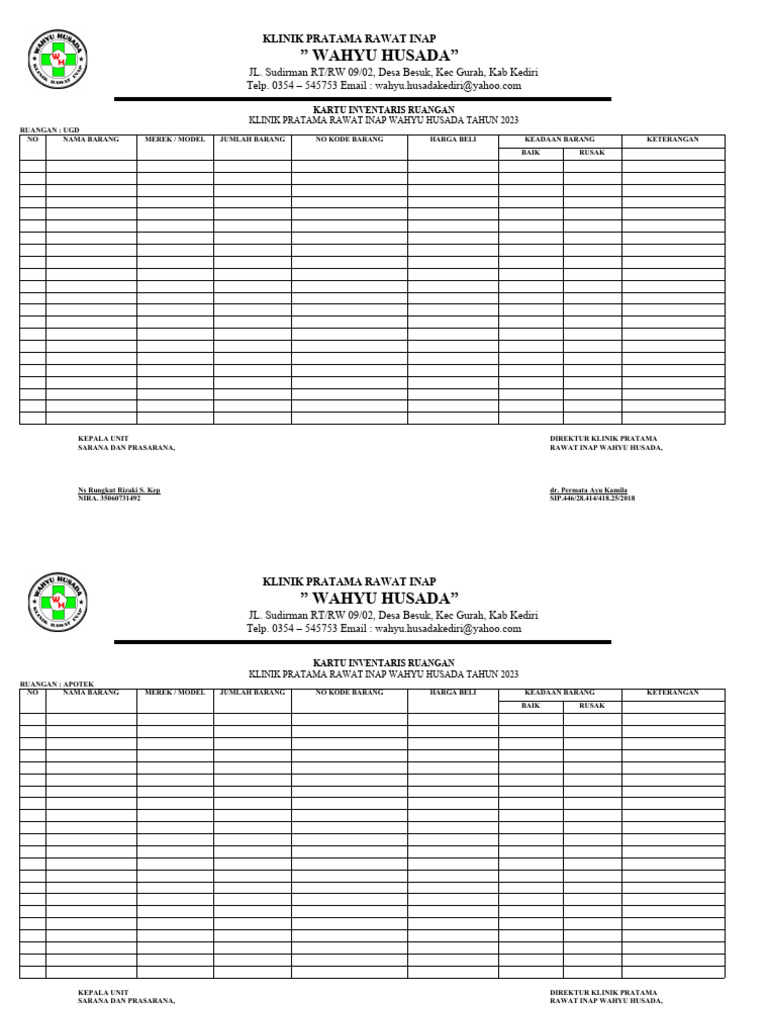 Inventaris Ruangan Non Ranap | PDF