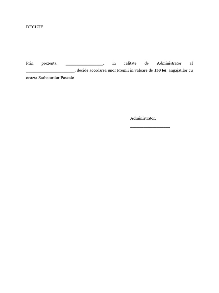 Model-Decizie Prime Paste | PDF