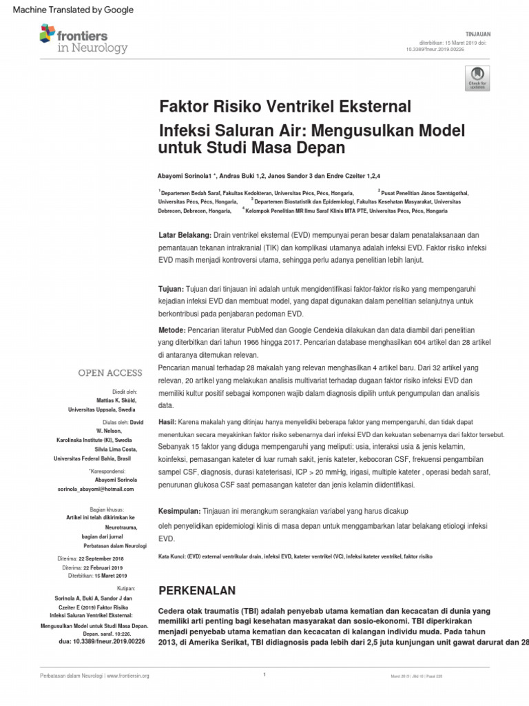 Faktor Resiko EVD Infeksi | PDF