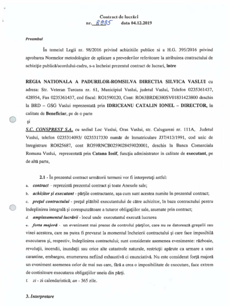 Contract Centrala Cabana Siscani | PDF