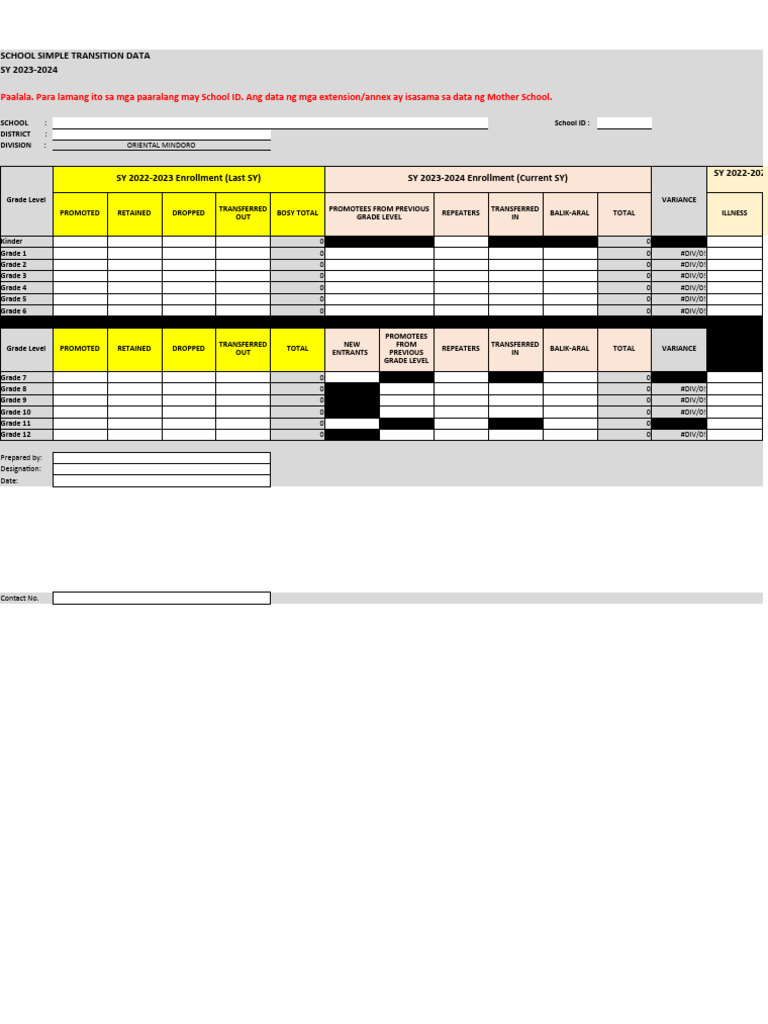Enrollment Comparison Template | PDF