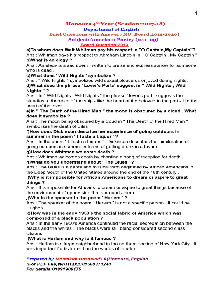 A-American Poetry | PDF | Harlem Renaissance | Walt Whitman