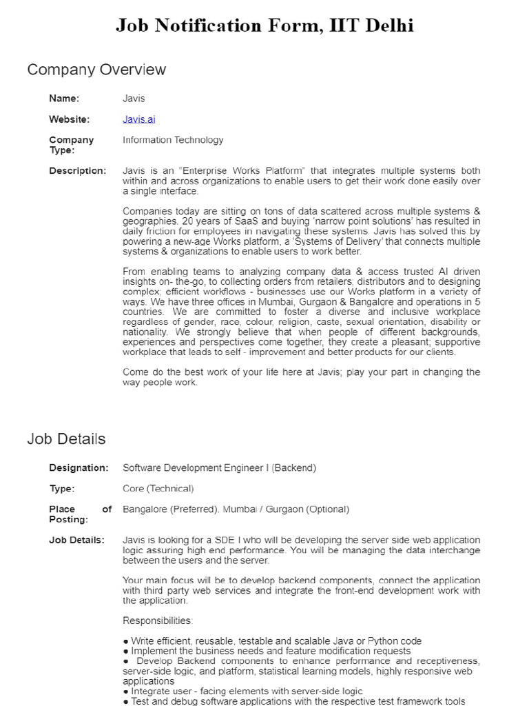 Javis (Software Development Engineer I (Backend) ) | PDF