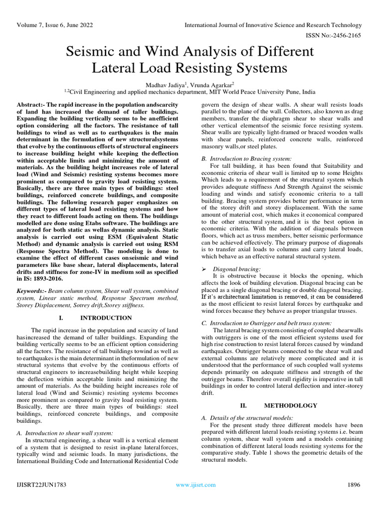 Seismic and Wind Analysis of Different Lateral Load Resisting Systems ...