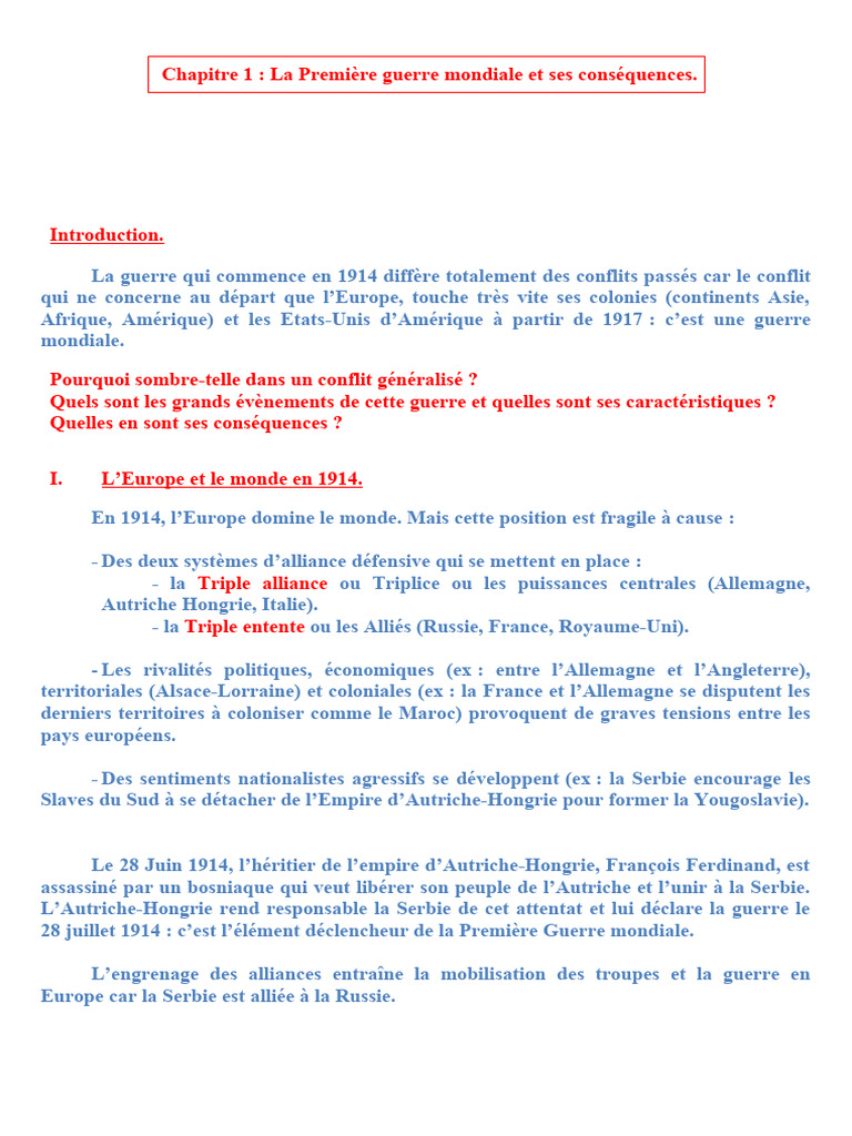 Trace écrite_1ère Guerre mondiale | PDF