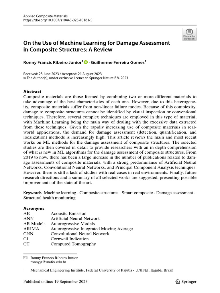 Machine Learning for Composite Damage Assessment | PDF