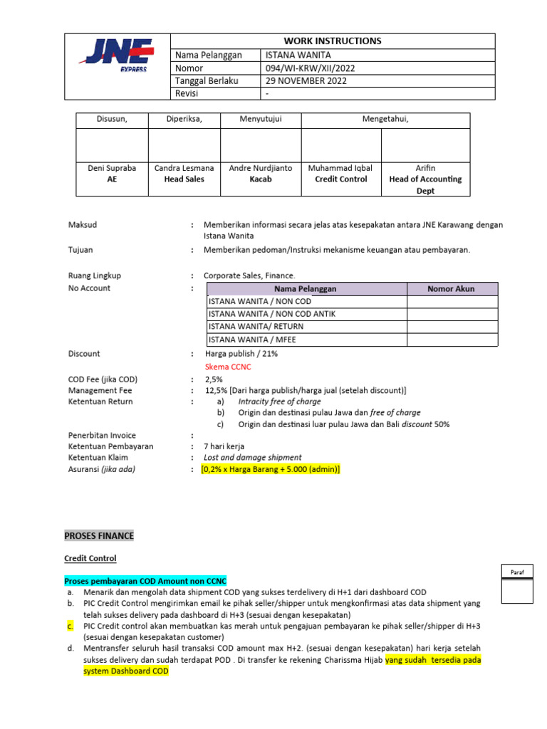 Draft - Work Instruction - Finance | PDF