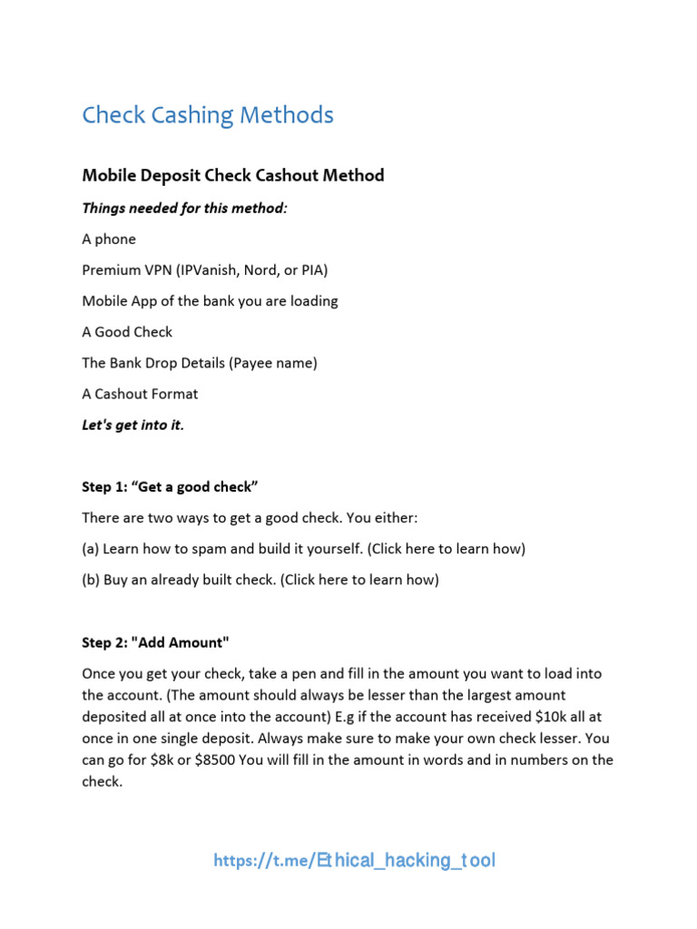 Check Cashing Out Method | PDF