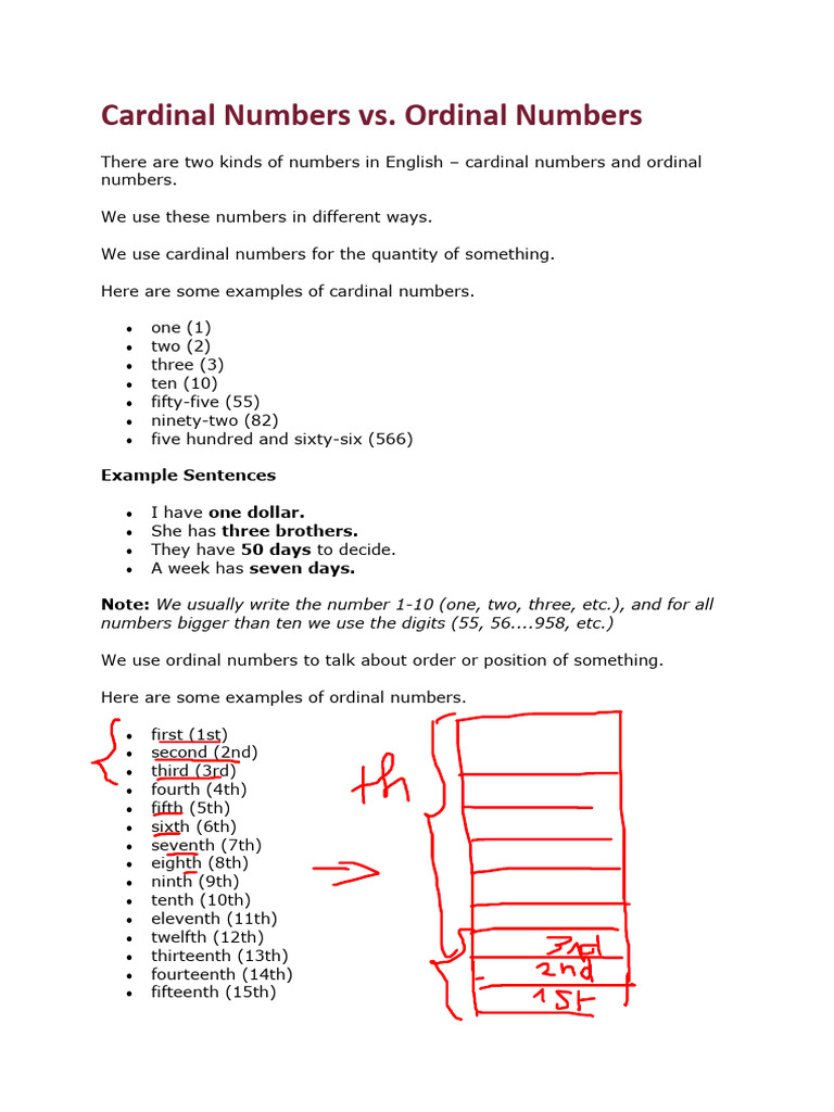 Cardinal Numbers vs. Ordinal Numbers Talkenglish | PDF