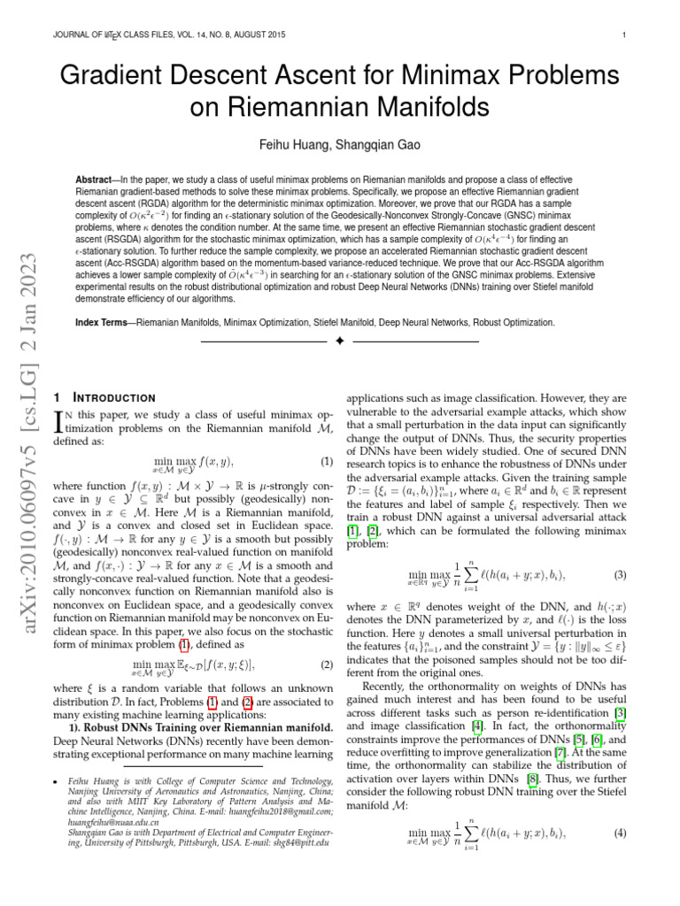 Gradient Descent Ascent for Minimax Problems | PDF | Mathematical Optimization | Deep Learning