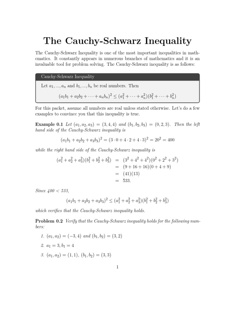 Cauchy-Schwarz Inequality Explained | PDF | Analysis | Mathematical ...