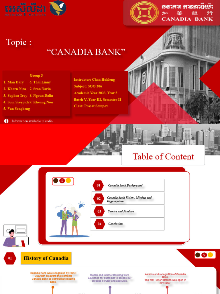 Canadia Bank (Produces and Services) .PPTX@ | PDF