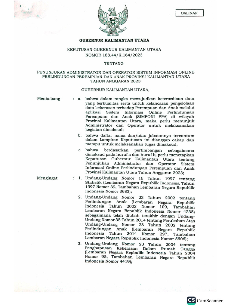 SK Admin Dan Operator SIMFONI PPA | PDF