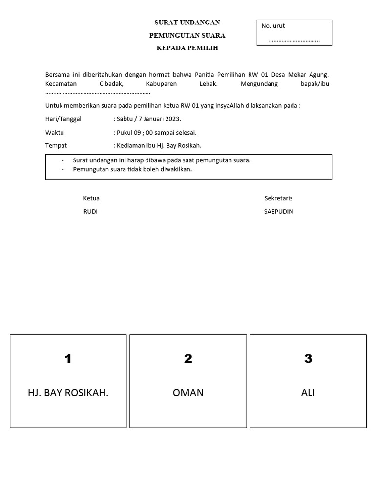 SURAT UNDANGAN.docx PEMILIHAN RT | PDF