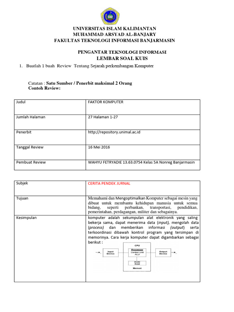 SOAL KUIS REVIEW PTI - Word | PDF | Seni | Komputer