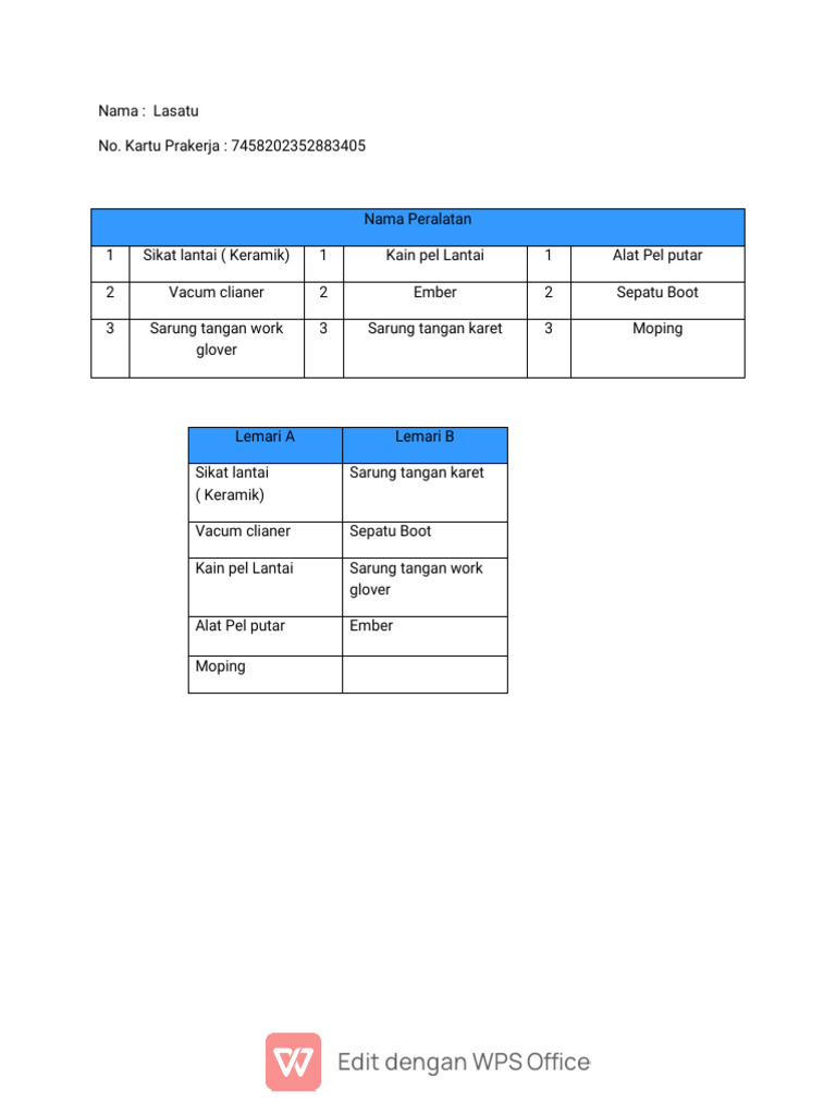 TPM 1 Kategori Peralatan Kebersihan - (Risman) | PDF | Game & Aktivitas | Griya & Taman