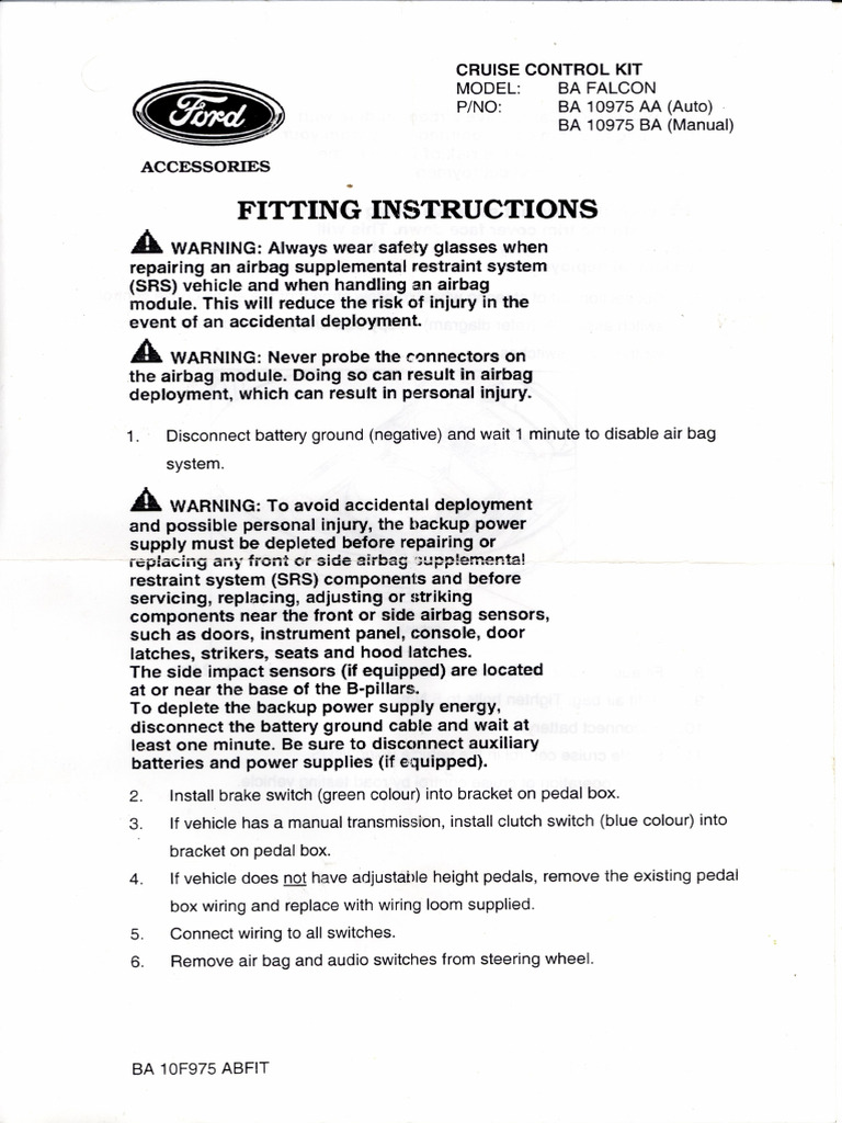 Cruise Control Instructions | PDF