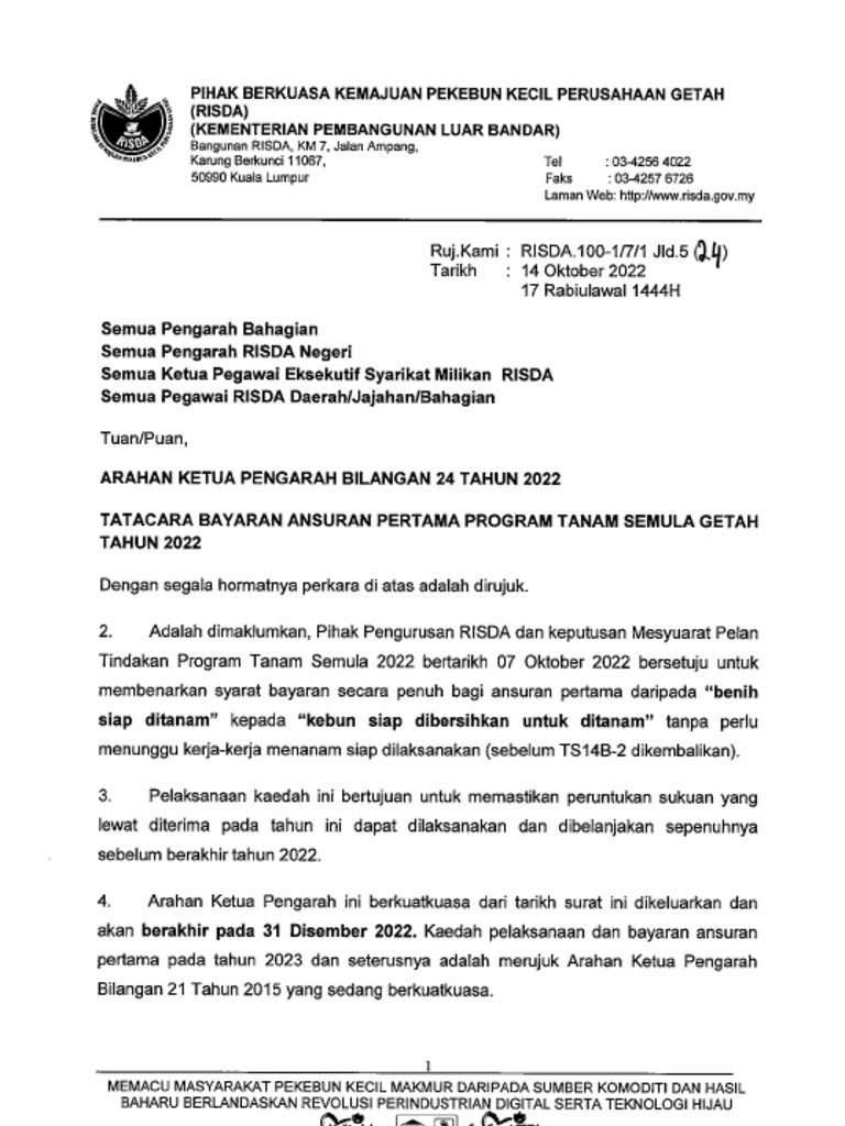 AKP 24 THN 2022 - Tatacara Bayaran Ansuran Pertama Program Tanam Semula ...