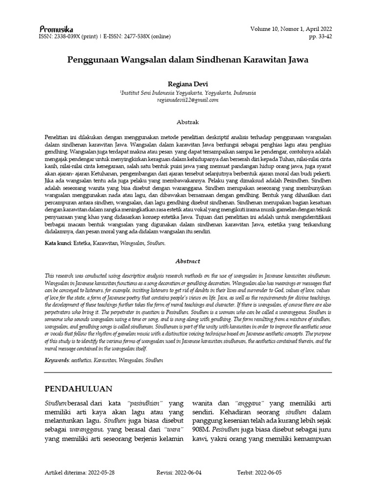 Wangsalan dalam Sindhenan Karawitan Jawa | PDF