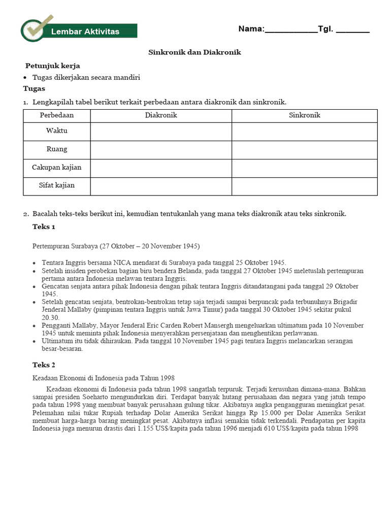 Perbedaan Sinkronik dan Diakronik | PDF