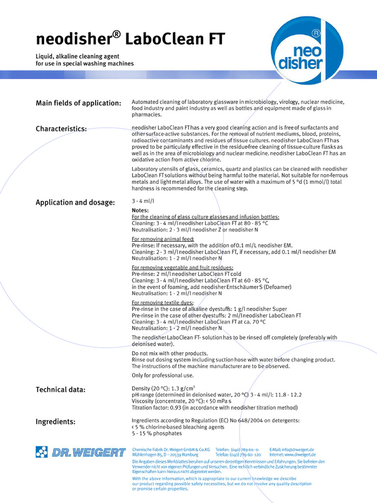 neodisher-LaboClean-FT MB en PN4100 2014-08-03 | PDF