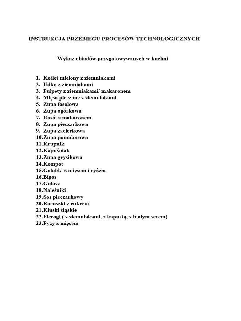 Instrukcja Przebiegu Procesów Technologicznych | PDF Instrukcja Przebiegu Procesów Technologicznych | PDF