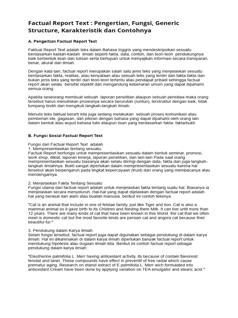 Materi Factual Report Text | PDF