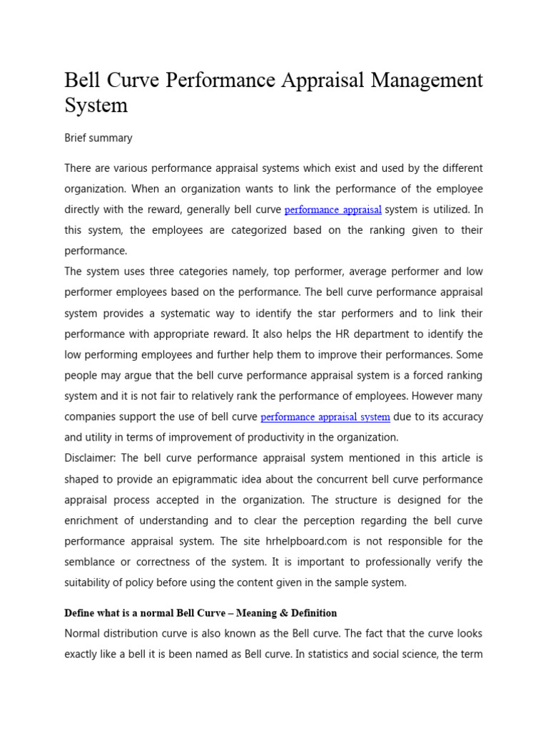 Bell Curve Performance Appraisal Management System | PDF