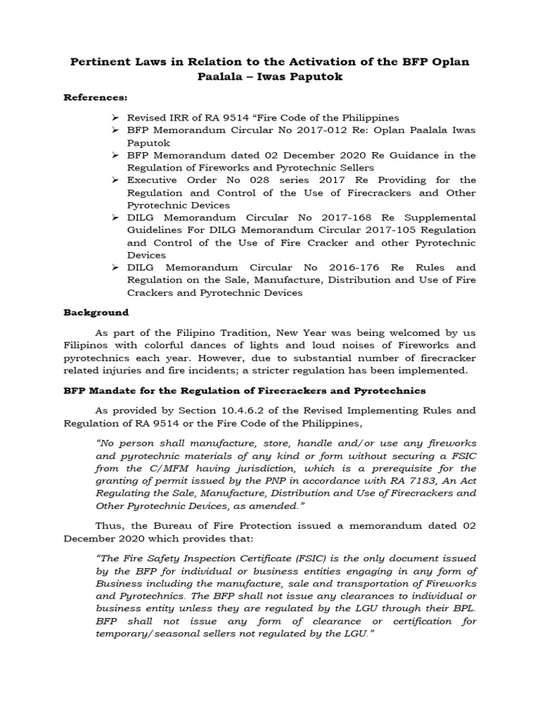 Pertinent Laws in Relation To The Activation of The BFP Oplan Paalala ...