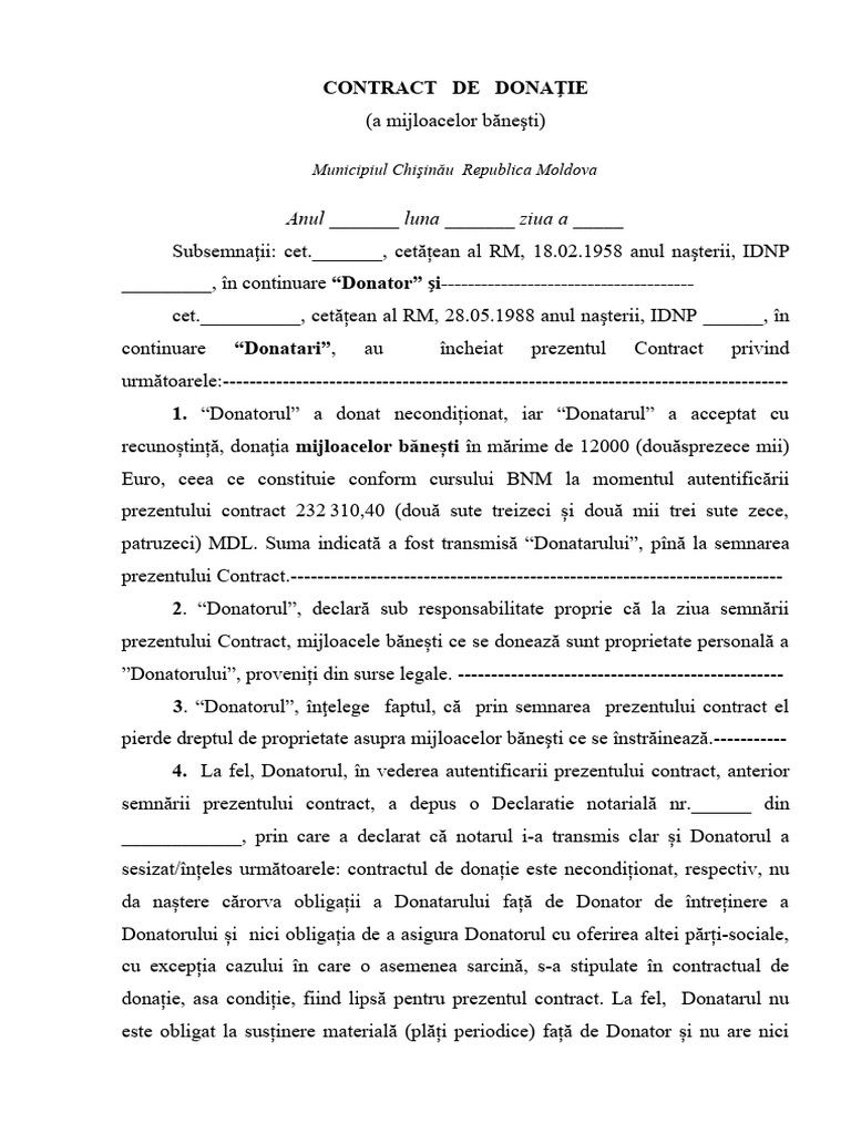 Contract Donatie Mijloace Banesti | PDF