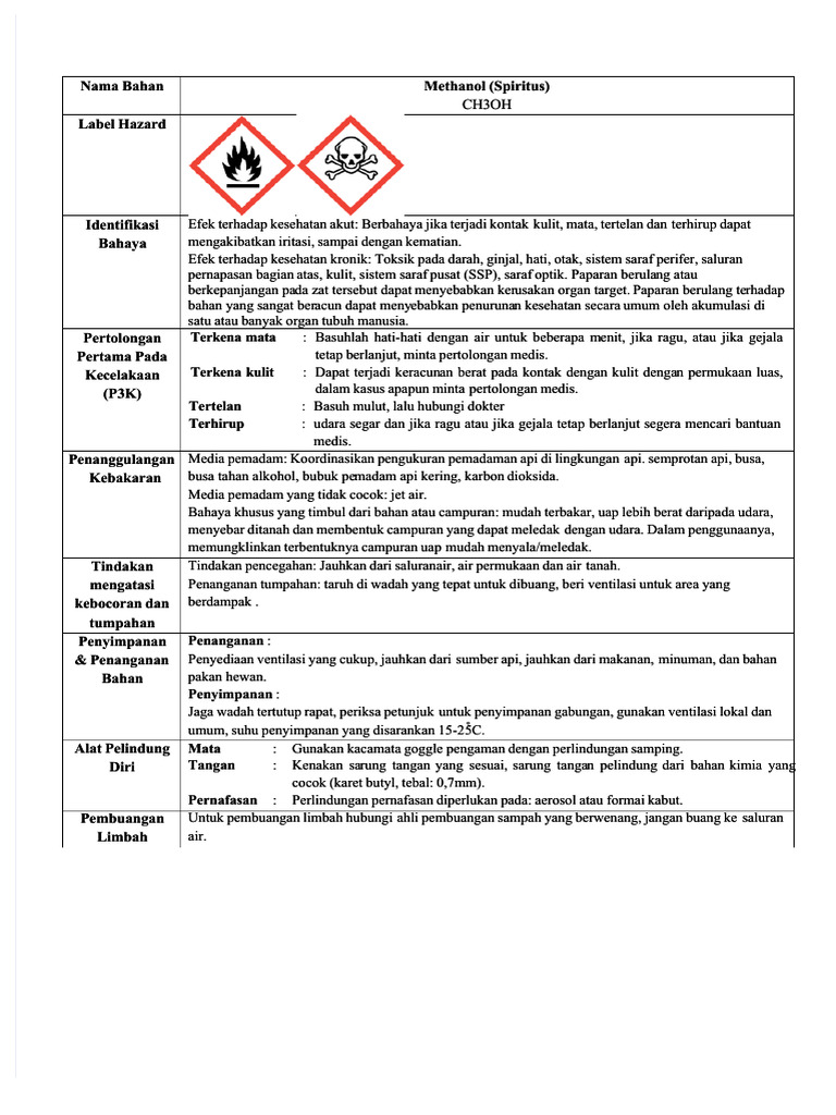 MSDS Spiritus | PDF