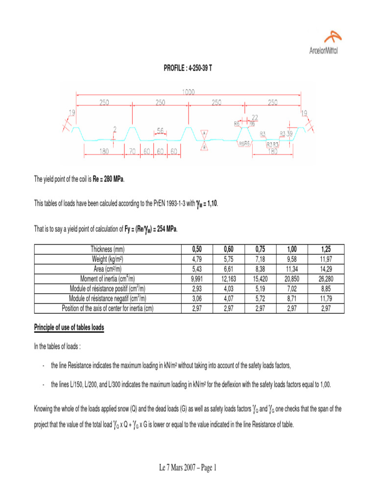 PROFILE: 4-250-39 T: Le 7 Mars 2007 - Page 1 | PDF | Mechanical Engineering | Physical Sciences