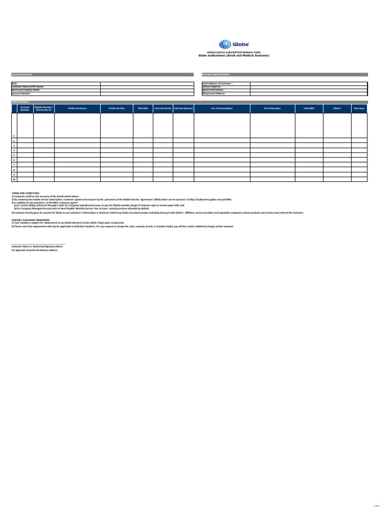 MSA FORM | PDF