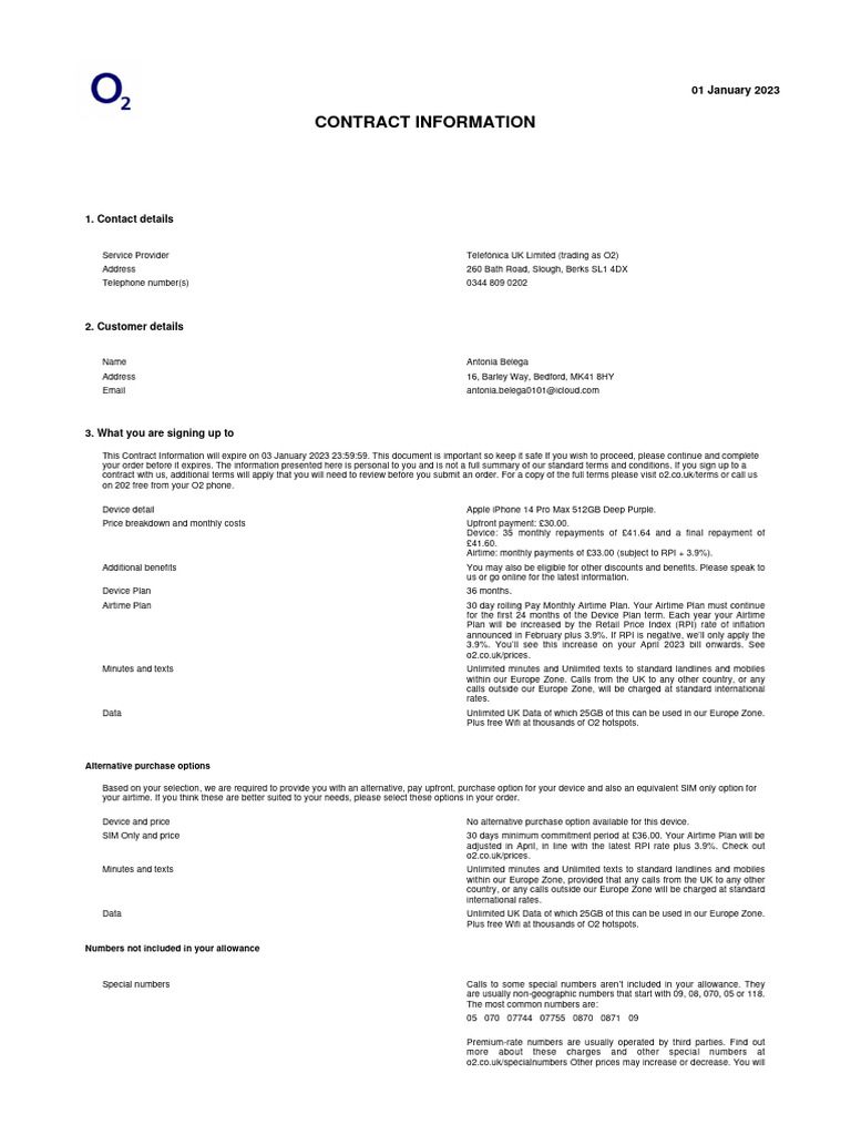 Contract Information Custom Plan CCA | PDF | Service Industries | Business