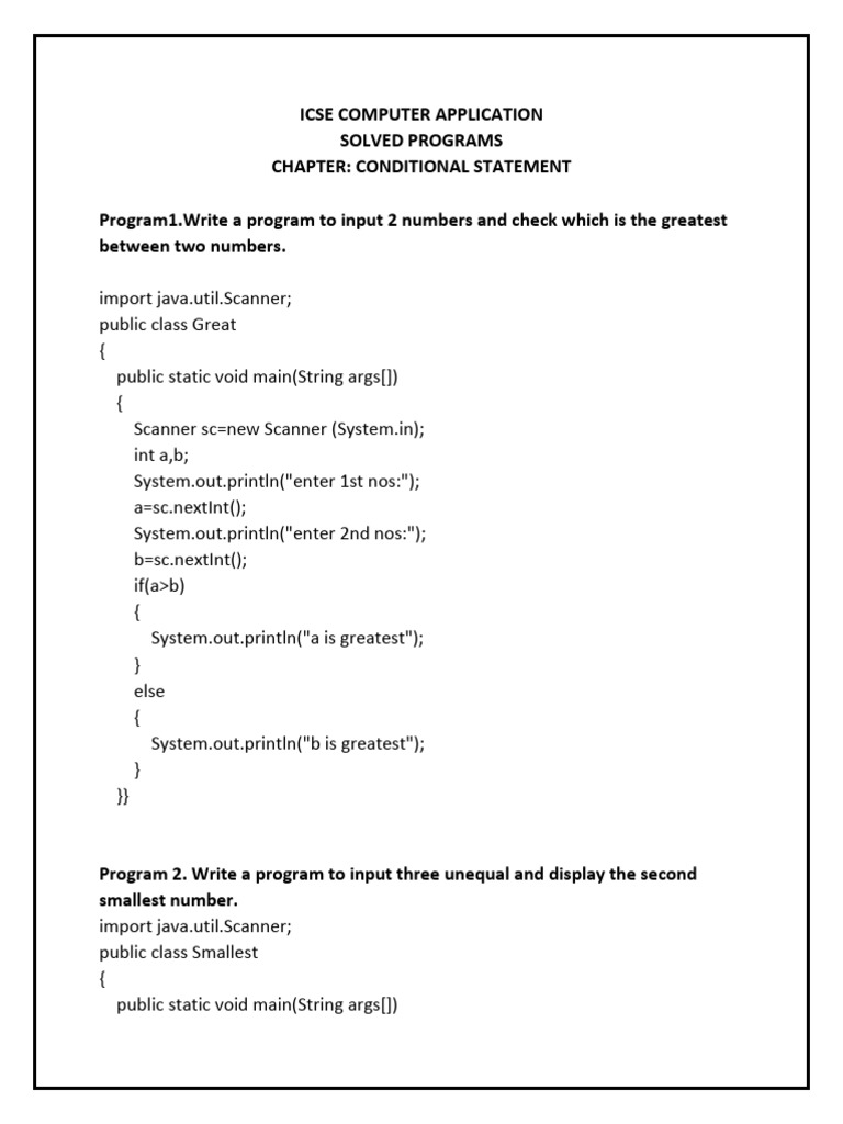 PROGRAMS ON CONDITIONAL STATEMENT IN JAVA Converted 1 | PDF | Prices | Cost
