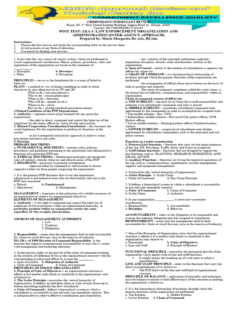 Lea 1 Post Test Dec 2022 | PDF