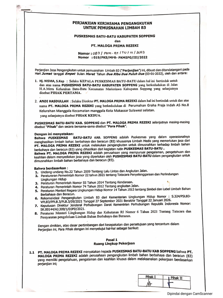 B. MOU Pihak k3 Limbah Medis | PDF