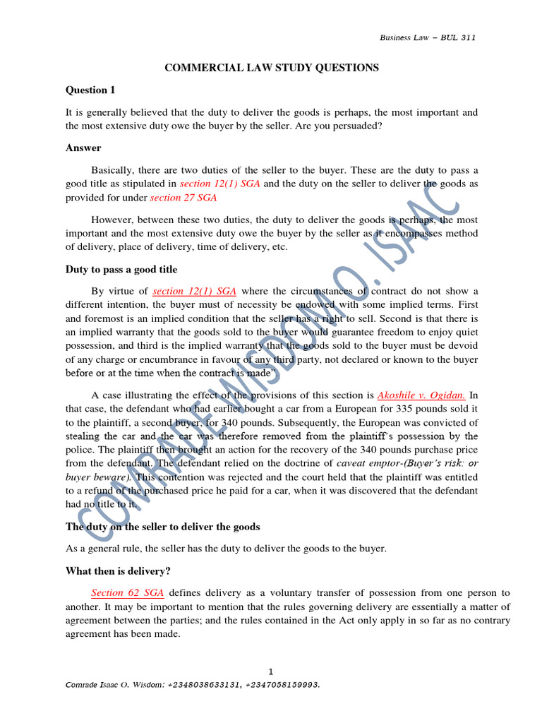 Commercial Law Study Guide | PDF | Lien | Bankruptcy