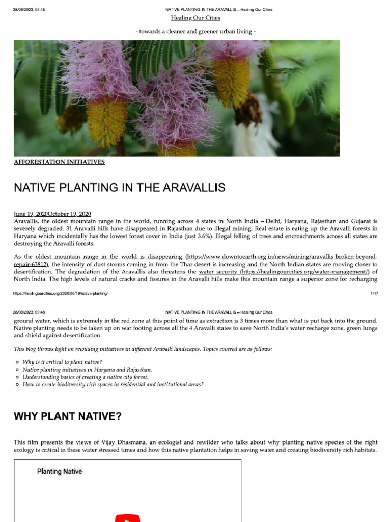 Native Planting in The Aravallis | PDF