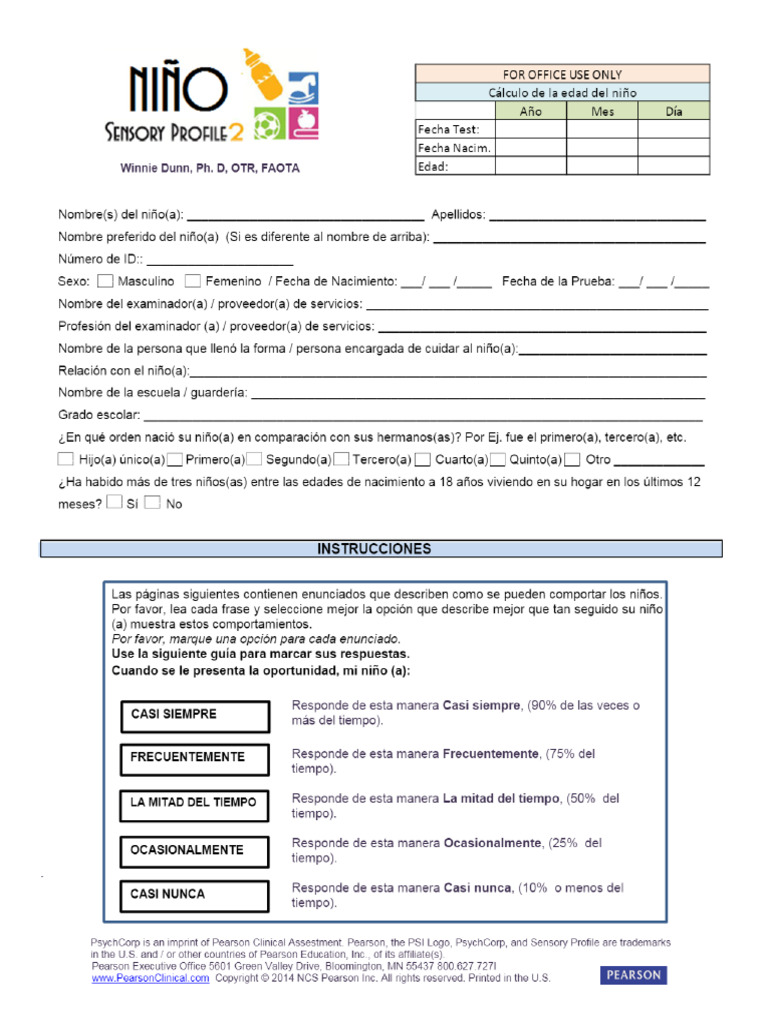 Perfil Sensorial Winnie Dunn 2 | PDF