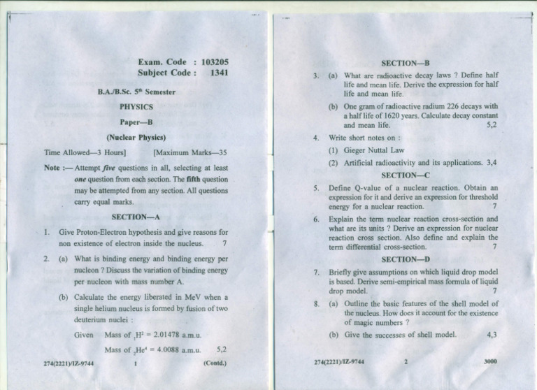 Phy - B - Ba-Bsc - 5th Sem - 2021 | PDF