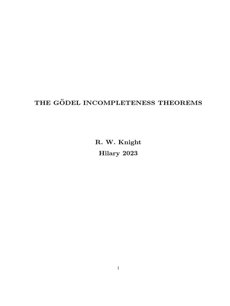 Lecture Notes - Godel's Incompleteness Theorem | PDF | Theorem ...